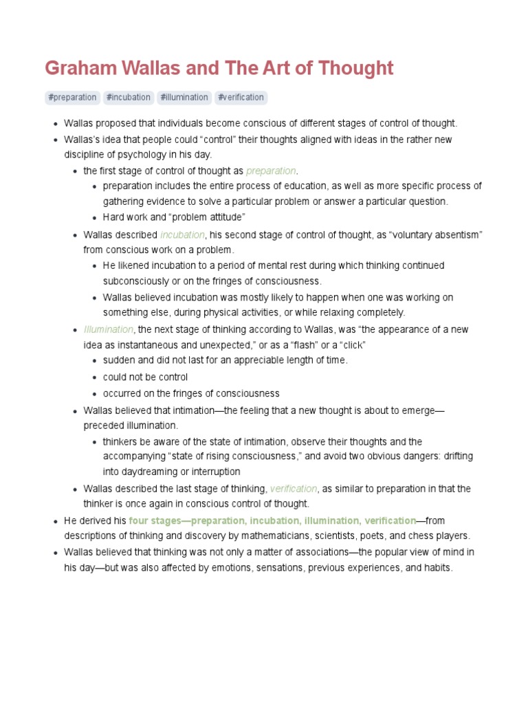 Graham Wallas and The Art of Thought | PDF