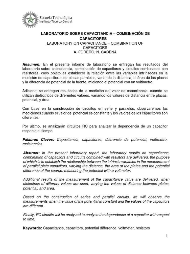 Informe de Laboratorio Fisica II Circuito RC | PDF | Condensador | Metrología