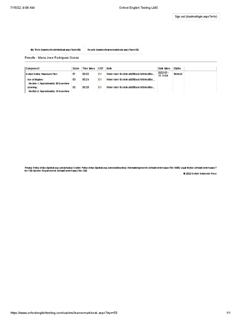 Oxford English Testing LMS | PDF