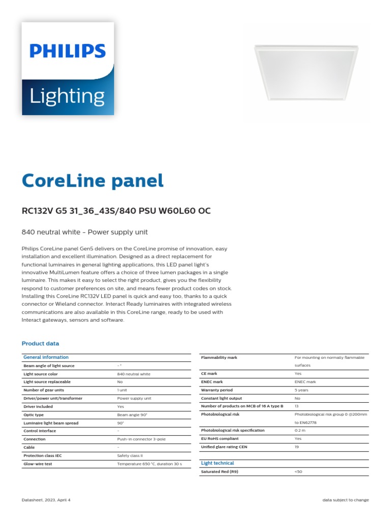 Lighting Lighting: Coreline Panel | PDF | Lighting | Power Supply