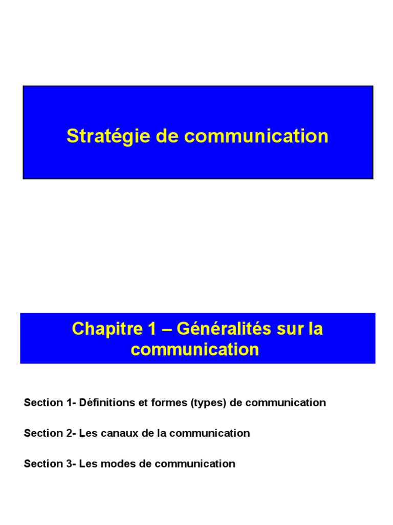 Cours Master Chapitre 1 Strategie de Communication | PDF