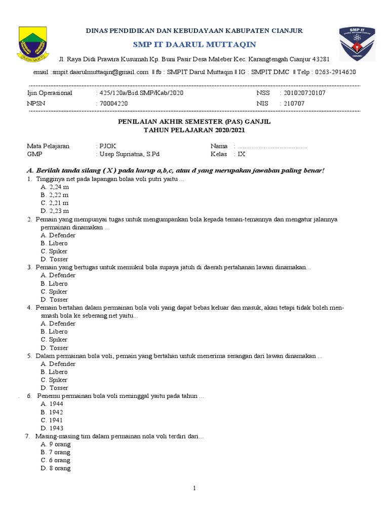 Format Soal Pas KLS Ix | PDF