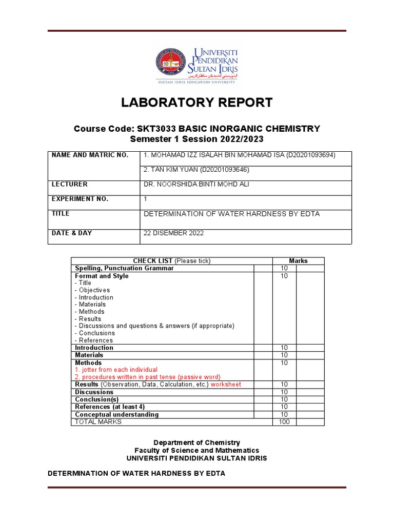 EDTA Method for Water Hardness Analysis | PDF | Magnesium | Titration