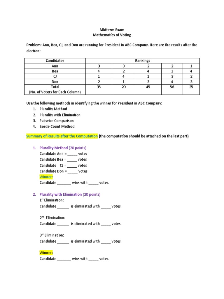Voting Methods Analysis Guide | PDF | Elections | Democracy