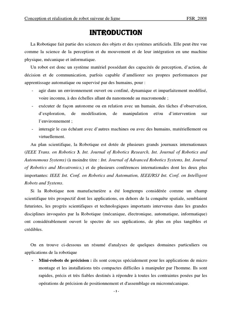 Etude Et Realisation D Un Robot Suiveur | PDF