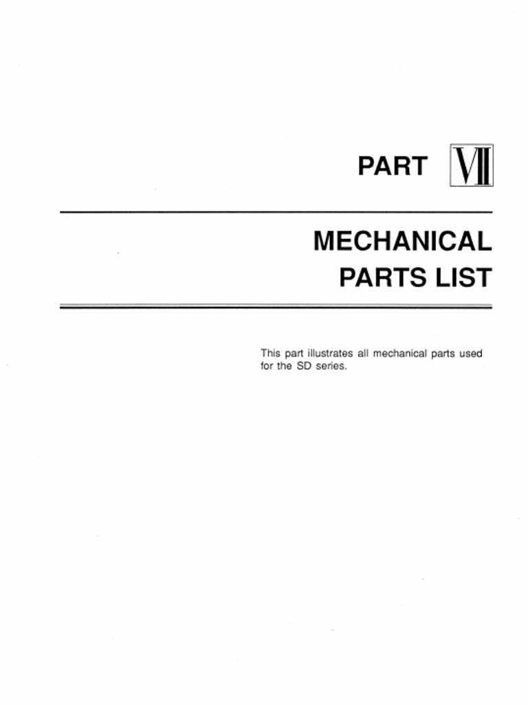 SD15CNC - Mechanical Parts List | PDF
