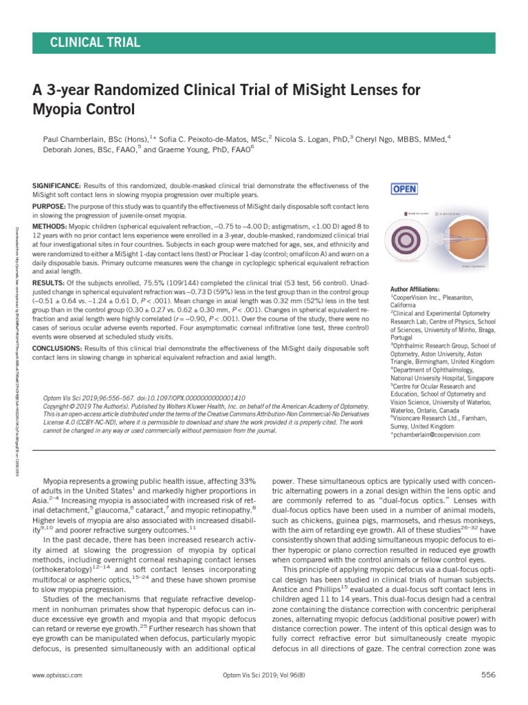 Myopia Control with MiSight Lenses | PDF