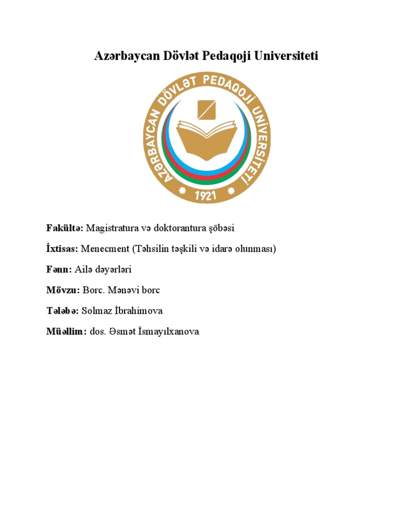 Borc, Mənəvi Borc | PDF