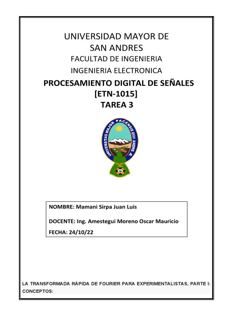 Tarea 3 | PDF | Transformada rápida de Fourier | Frecuencia