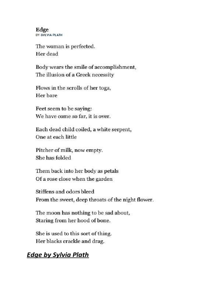Edge by Sylvia Plath | PDF