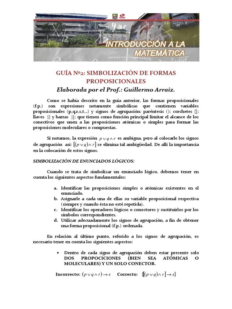 2 Simbolización de Formas Proposicionales | PDF | Proposición ...
