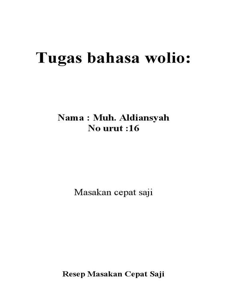 Tugas Bahasa Wolio | PDF