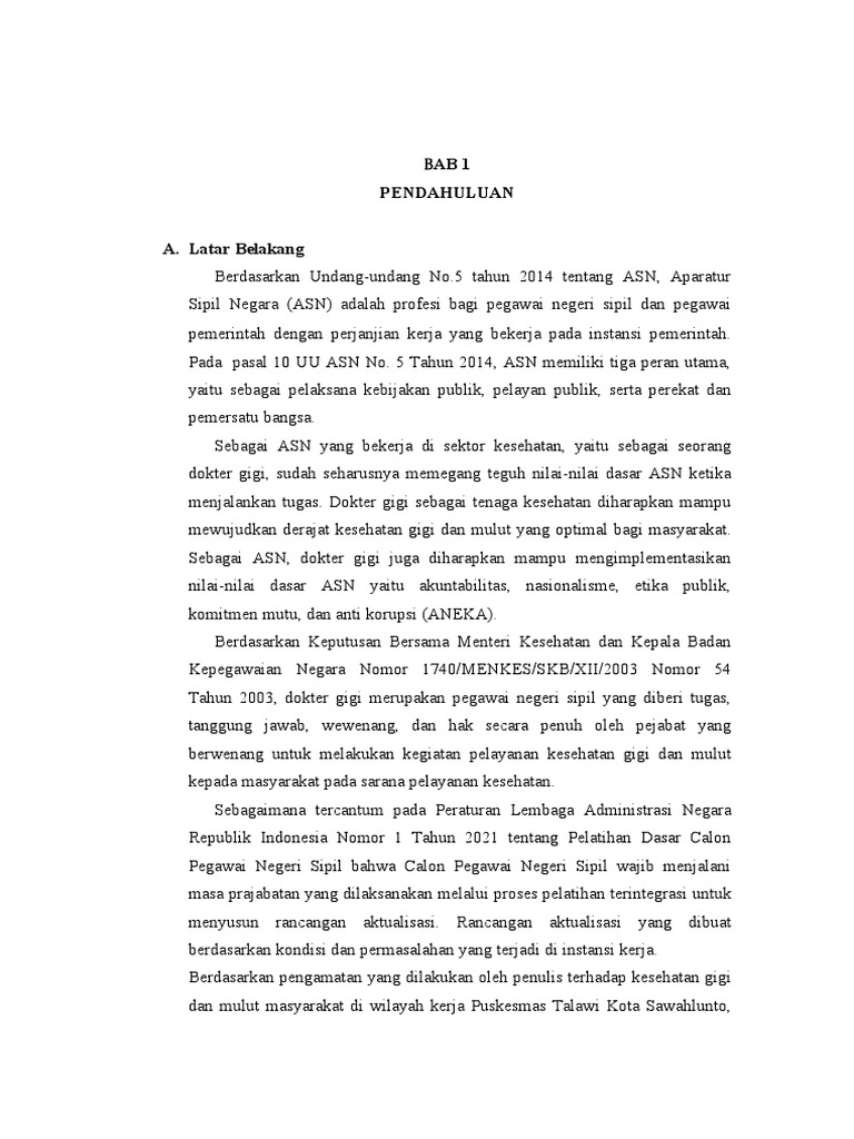 Rancangan Aktualisasi Drg. Monica Rosman | PDF