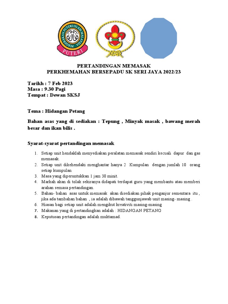 Pertandingan Memasak Perkhemahan 2023 | PDF