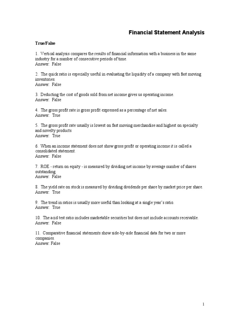Financial Statement Analysis-test Bank | PDF | Equity (Finance) | Dividend