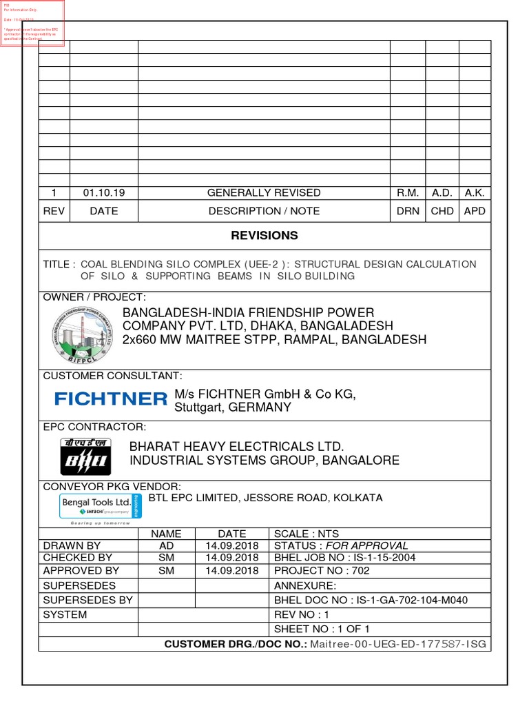 COAL BLENDING SILO Hopper Design Calculation | PDF | Bending | Beam ...