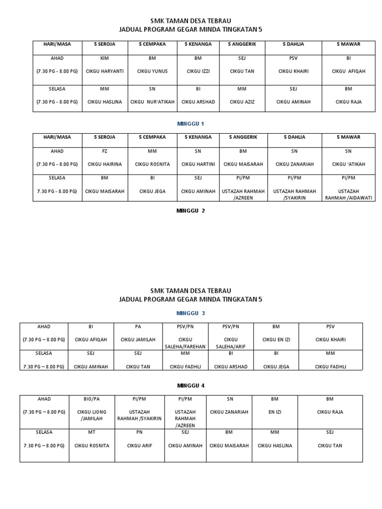 Jadual Program Gegar Minda | PDF