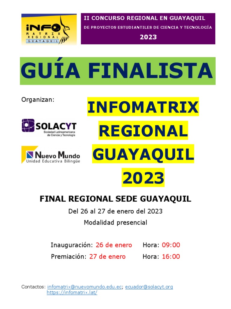 Infomatrix Ecuador 2023: Guía Finalista | PDF