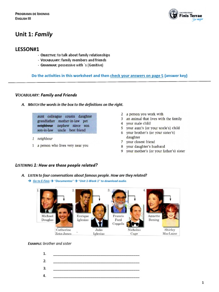 Family Relationships and Vocabulary Guide | PDF | Social Institutions ...