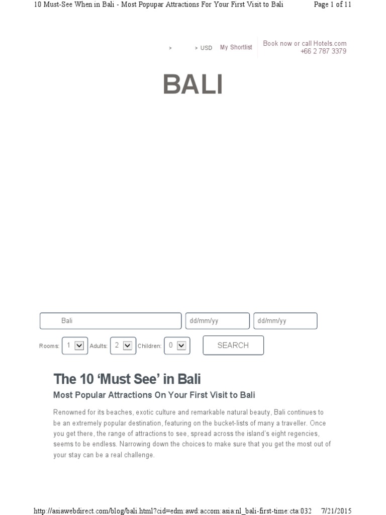 Bali - 10 Things To Do! | PDF | Bali