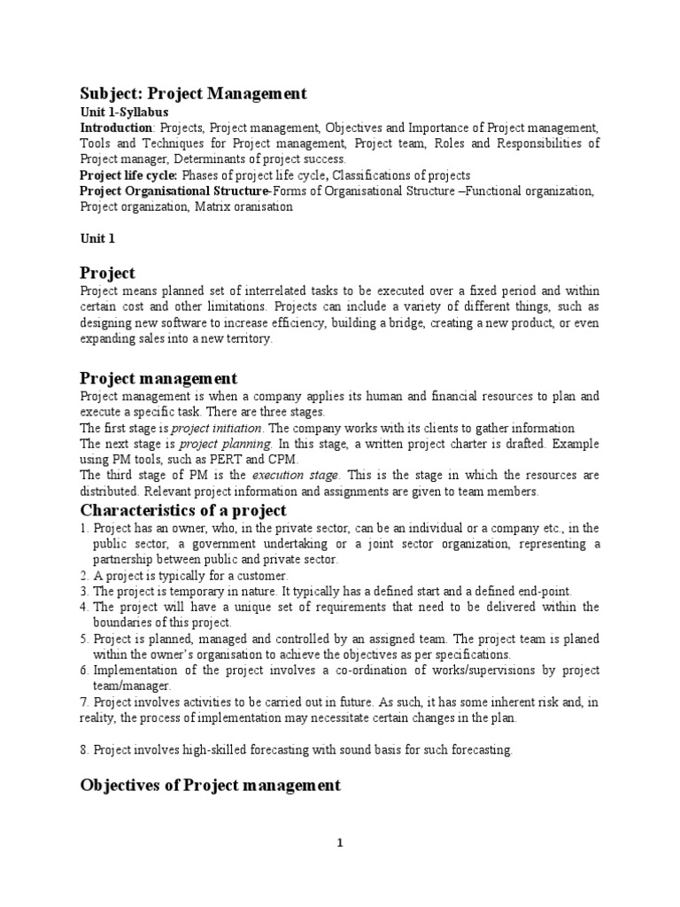 Unit 1 Notes | PDF | Project Management | Goal Unit 1 Notes | PDF | Project Management | Goal
