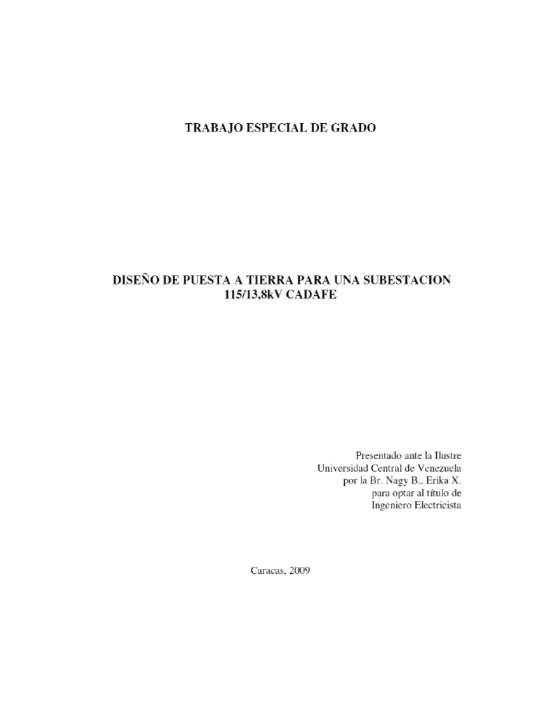 DISEÑO DE PUESTA A TIERRA PARA UNA SUBESTACION CADAFE 115-13kV | PDF
