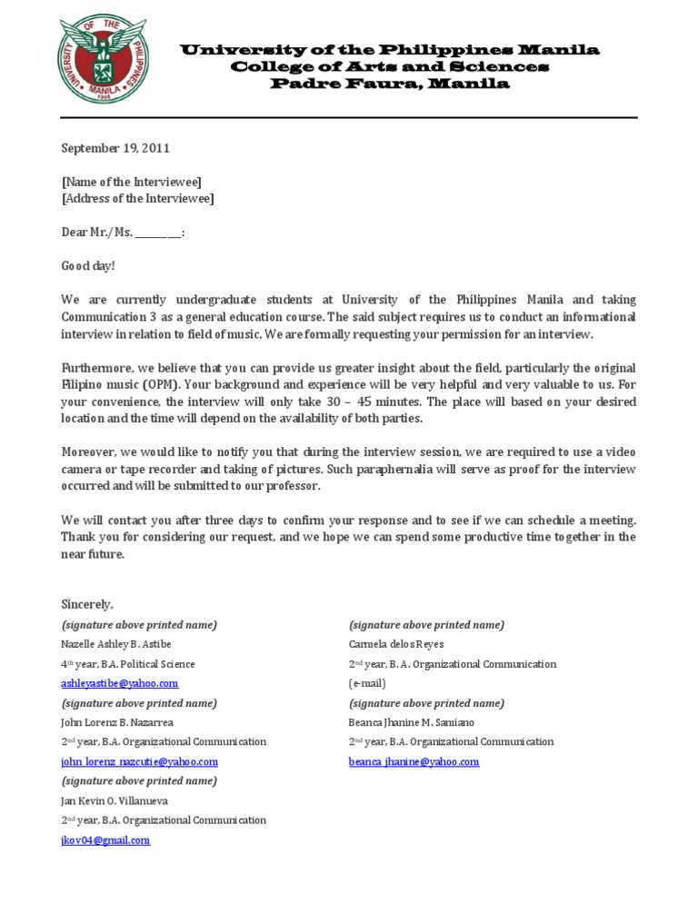Informational Interview Request Letter (Sample) | PDF | Interview
