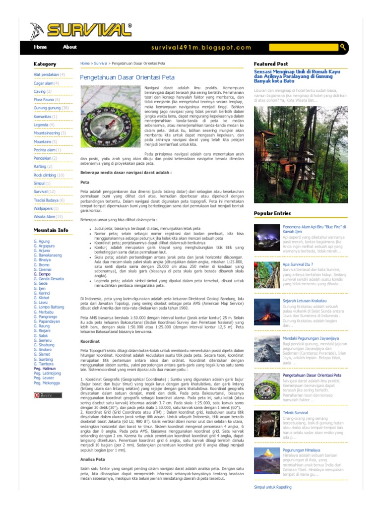Pengetahuan Dasar Orientasi Peta - Survival | PDF