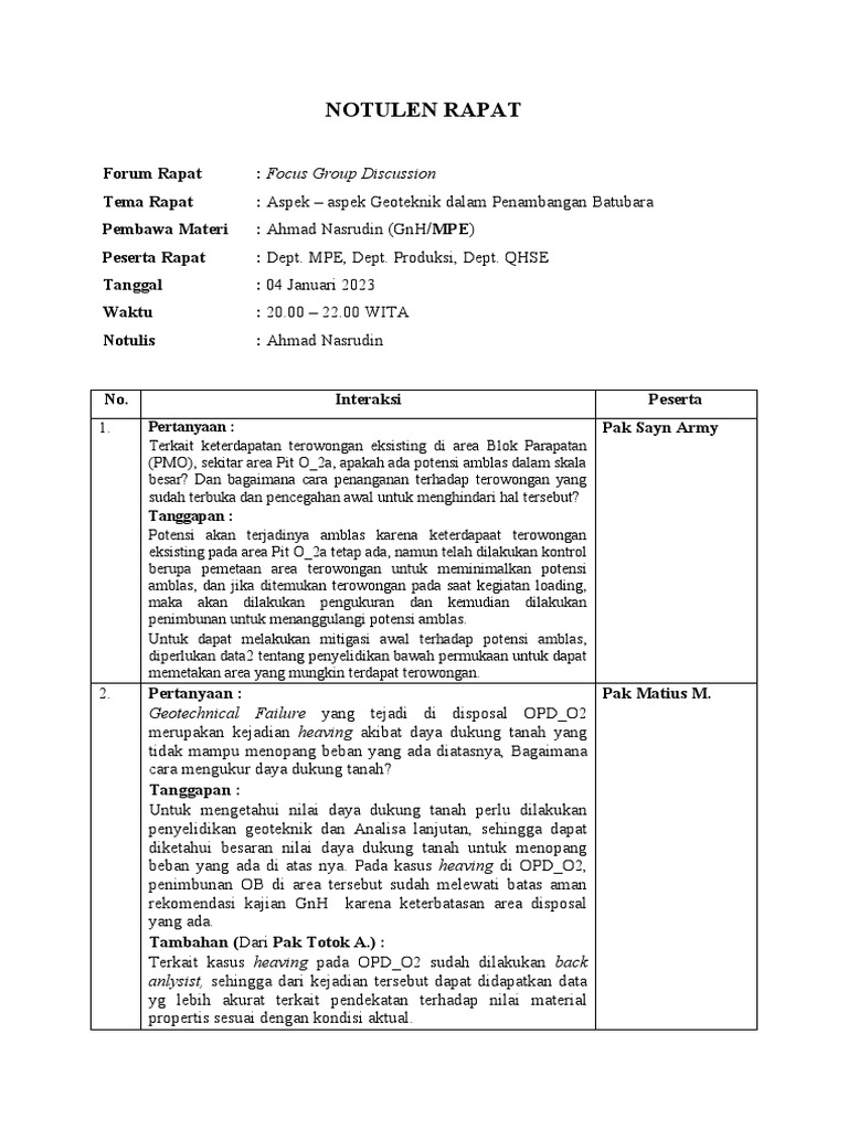 Notulen FGD Anas | PDF