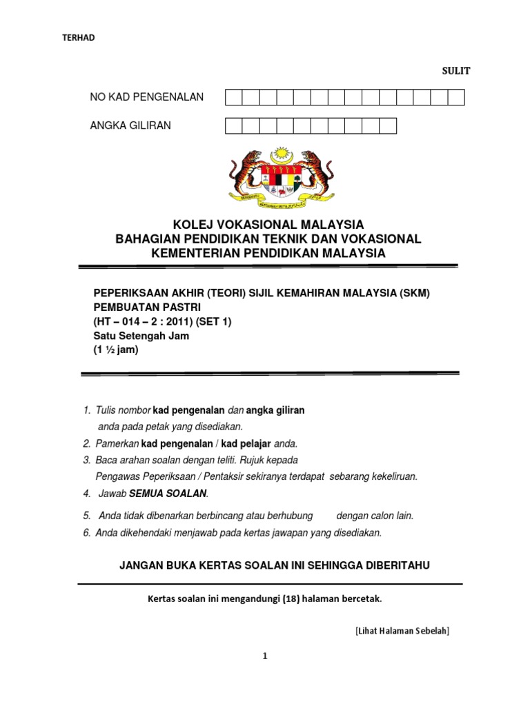 Soalan Teori SKM 2 Set 1 | PDF