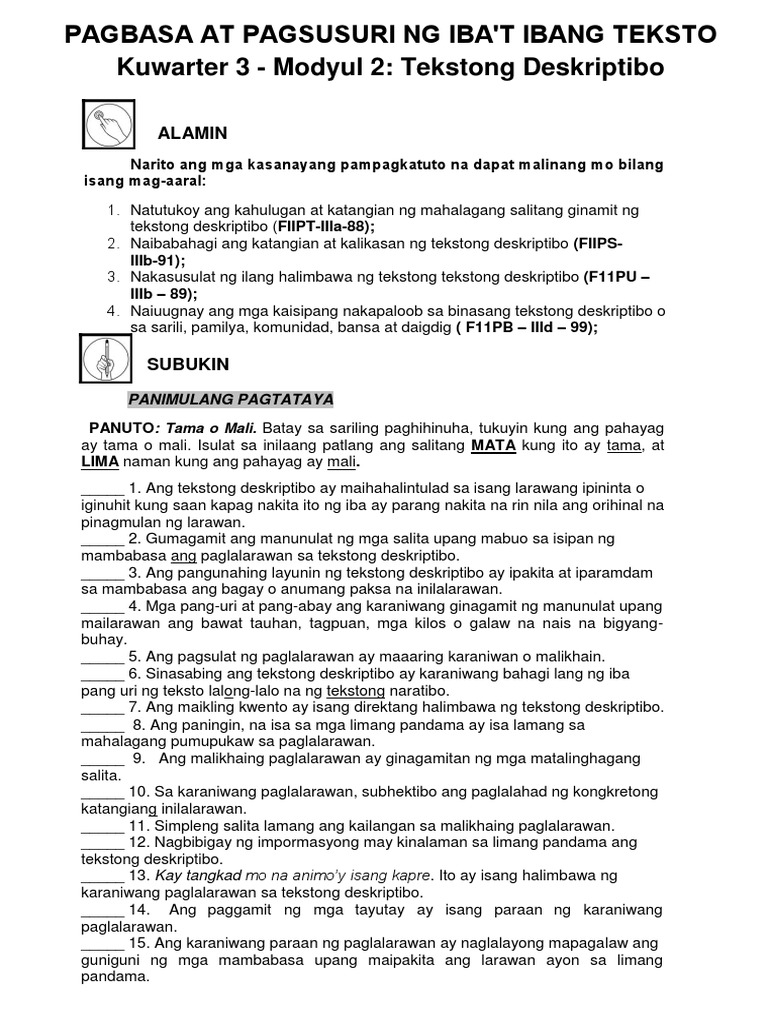 FIl-11_Q3_Mod2_TekstongDeskriptibo-4 | PDF