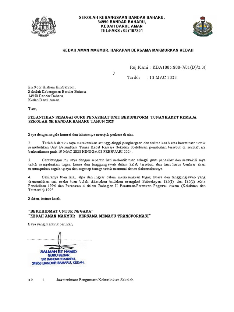 Pelantikan Guru Penasihat 2023 TKRS | PDF