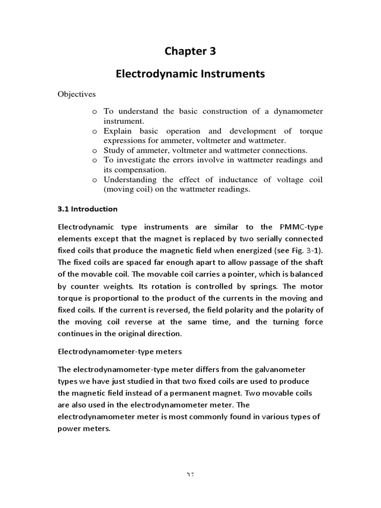 Chapter 3 Electrodynamic Instruments | Download Free PDF | Inductor | Voltage