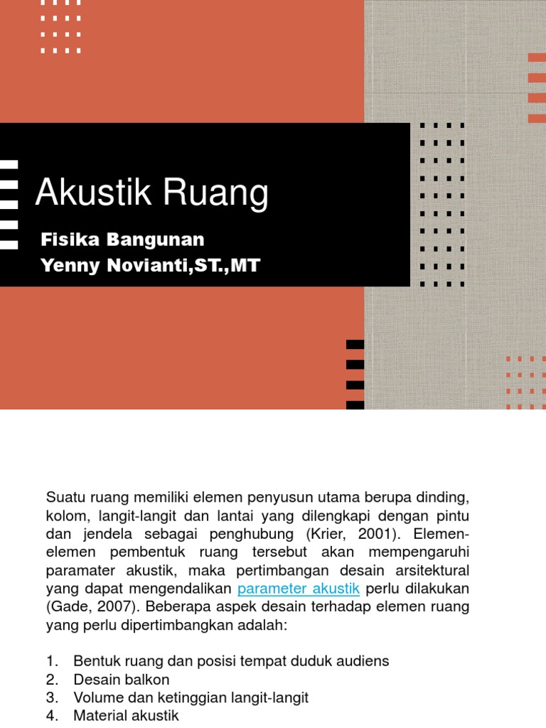 Akustik Ruang (Fisika Bangunan) | PDF