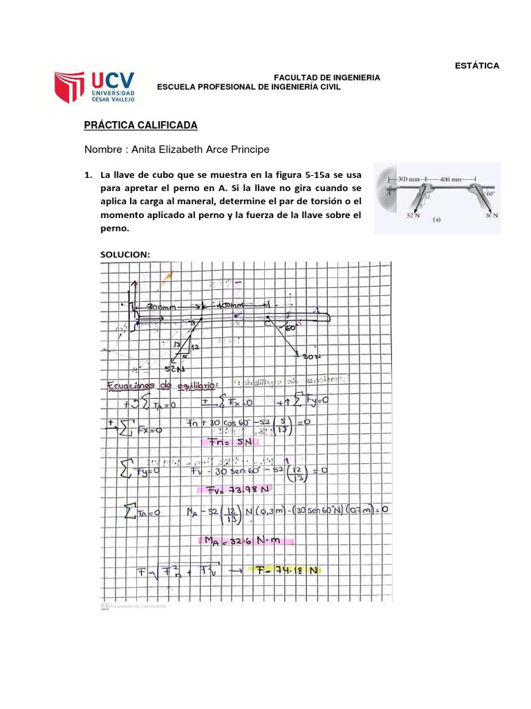 Práctica Calificada de Estática | PDF