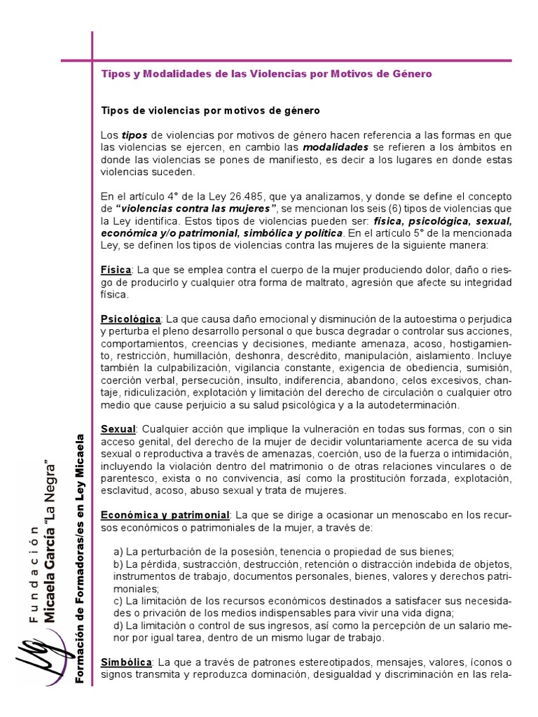 12 - Tipos y Modalidades de Violencias Por Motivos de Género | PDF | La violencia contra las ...