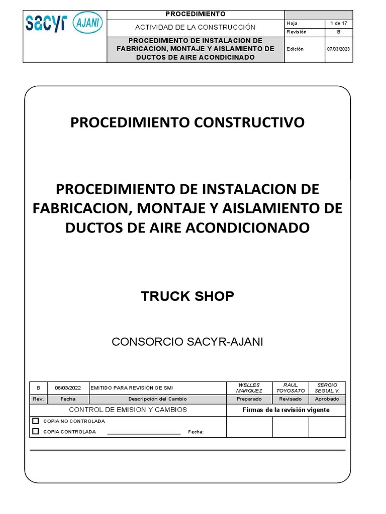 Procedimiento de Instalacion de Fabricacion, Montaje y Aislamiento de ... Procedimiento de Instalacion de Fabricacion, Montaje y Aislamiento de ...