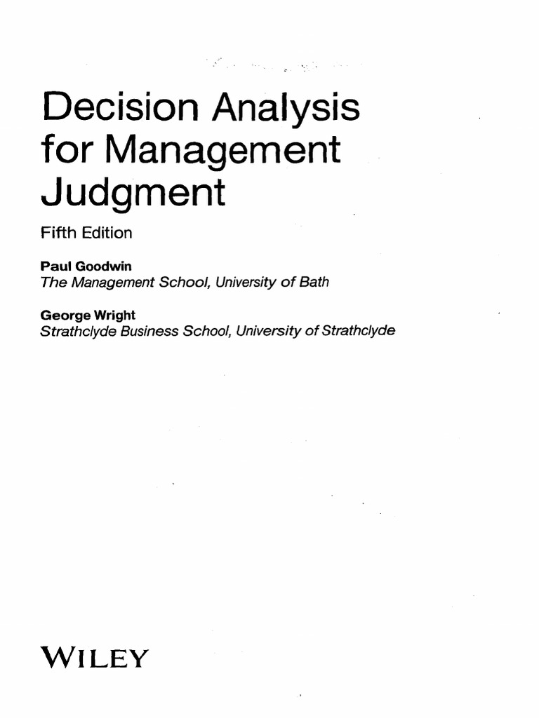 Decision Analysis for Management Judgment | PDF | Self-Improvement ...