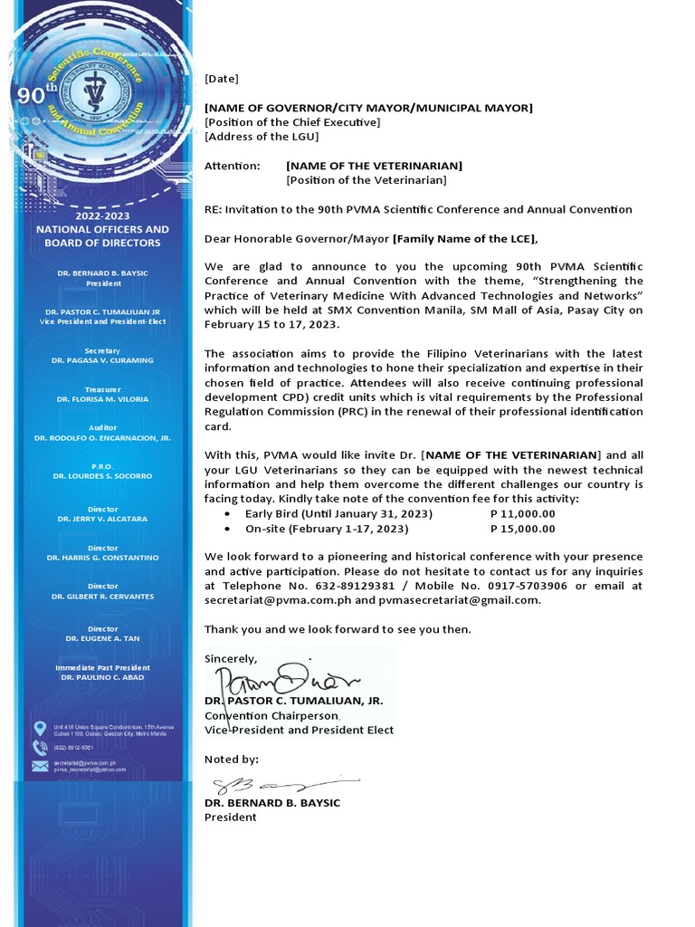 90th PVMA Invitation Letter LGU | PDF