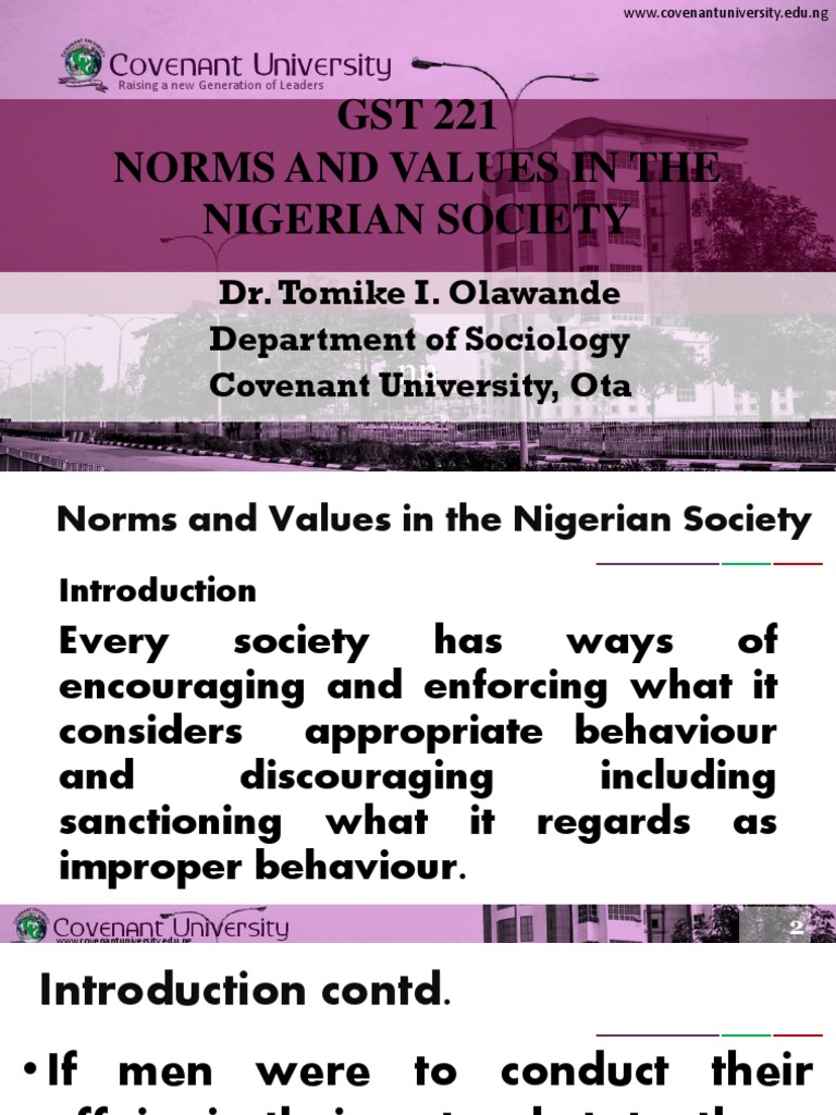 NORMS VALUES IN THE NIGERIAN SOCIETY | PDF