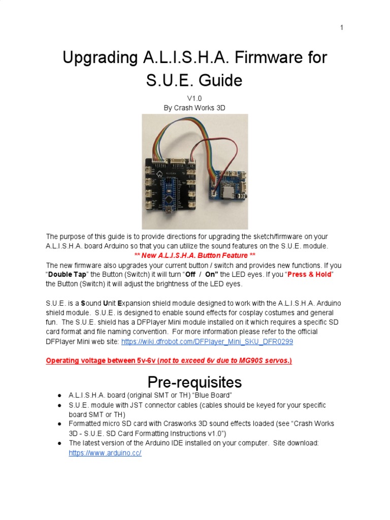 Upgrading A.L.I.S.H.A. for S.U.E. Guide v1.0 | PDF | Arduino | Usb