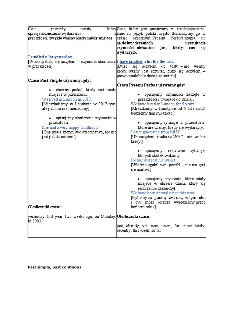 Angielski Czasy | PDF