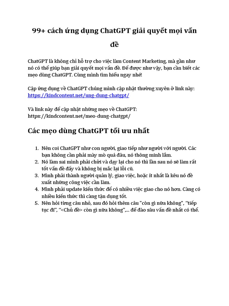 99 Tips Dùng Chat GPT | PDF