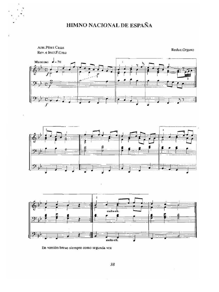 Himno Nacional de España Inst. F. Grau | PDF
