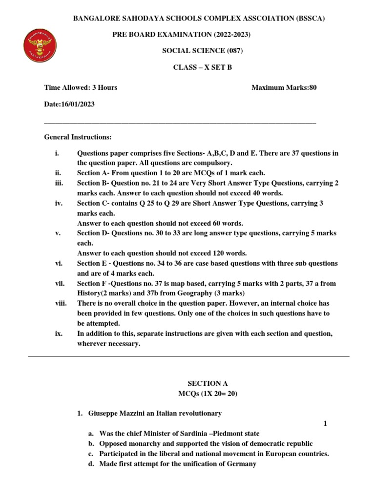 Class X Social Science Set 1 | PDF Class X Social Science Set 1 | PDF