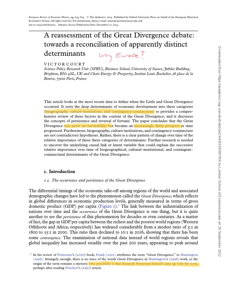 Economic History's Great Divergence | PDF | Economic Growth | Agriculture