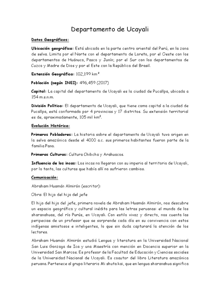 Departamento de Ucayali | PDF