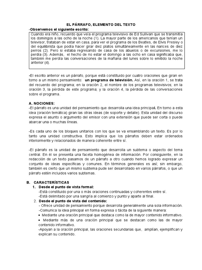 Separata - Tema 6 - El Párrafo | PDF | Pensamiento | Conocimiento