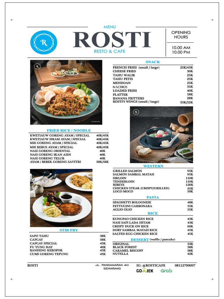 Menu Rosti | PDF | Drink | Western Cuisine