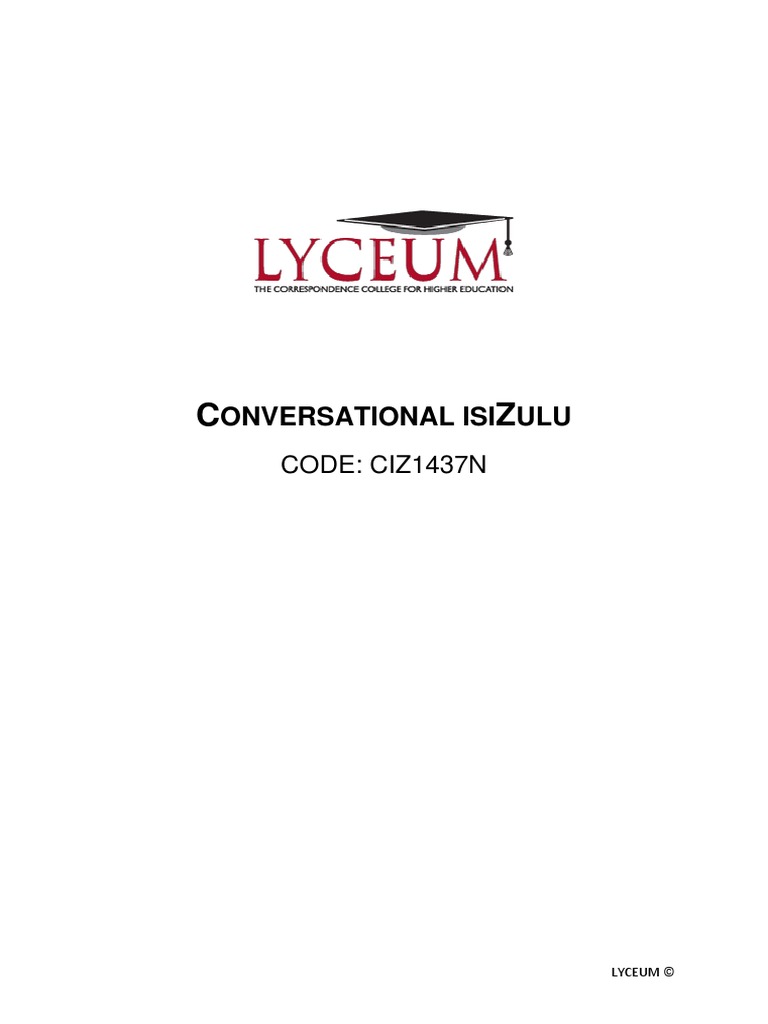 Conversational Isizulu - Module Guide - CIZ1437N | PDF | Noun | Vocabulary